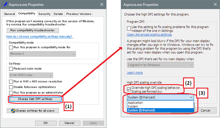 Display settings for monitors with high DPI - Asprova Online HELP
