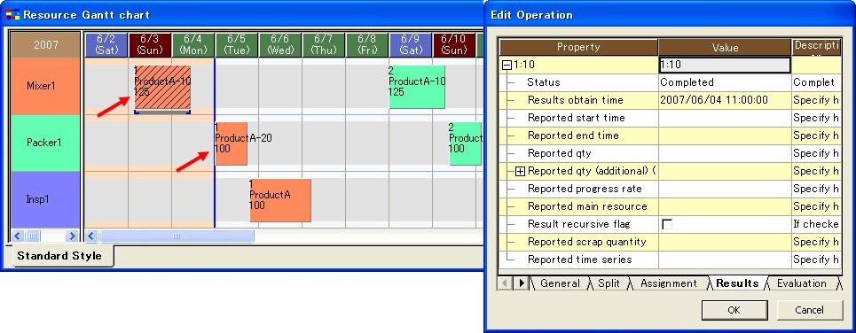 Result and yield ratio/number of scraps - Asprova Online HELP